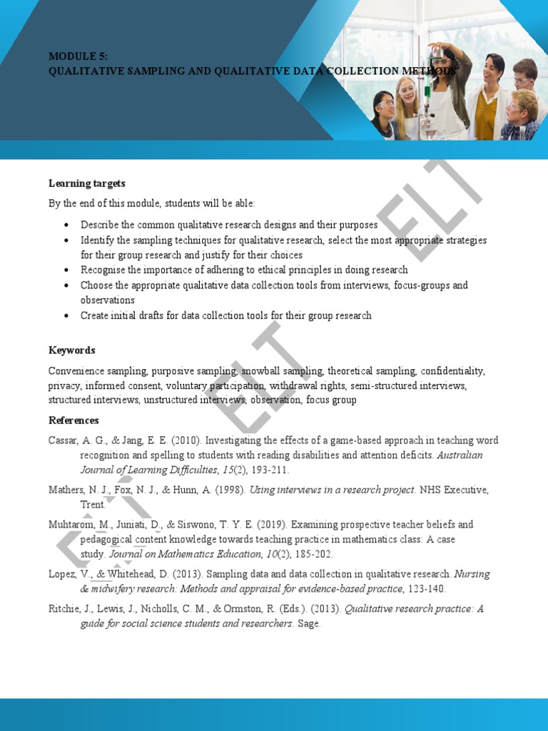 MODULE 5 - Sampling and Qualitative Data Collection | PDF | Sampling ...