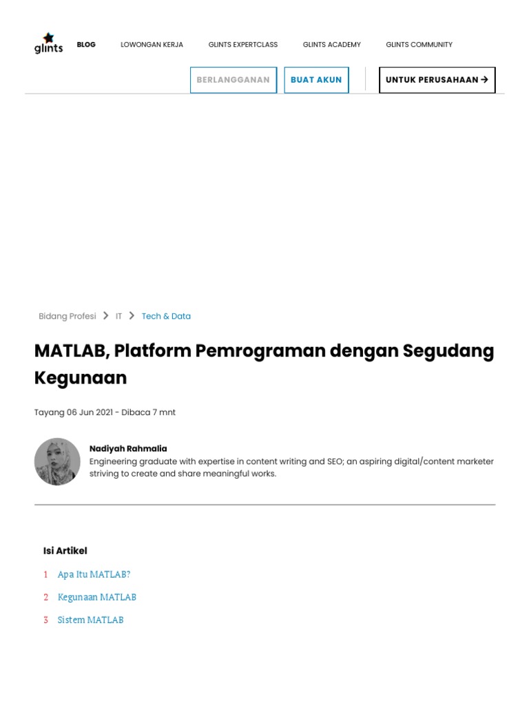MATLAB - Definisi, Kegunaan, Dan Sistemnya - Glints Blog | PDF