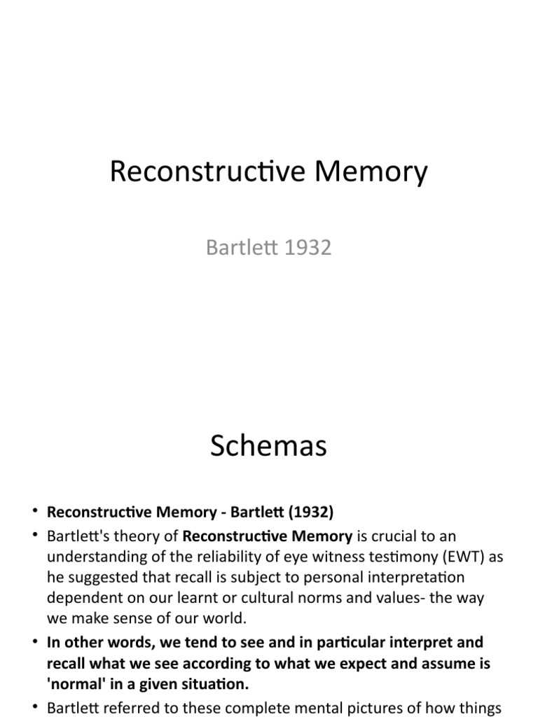 Bartlett 1932 Memory War of The Ghosts | PDF | Schema (Psychology) | Memory