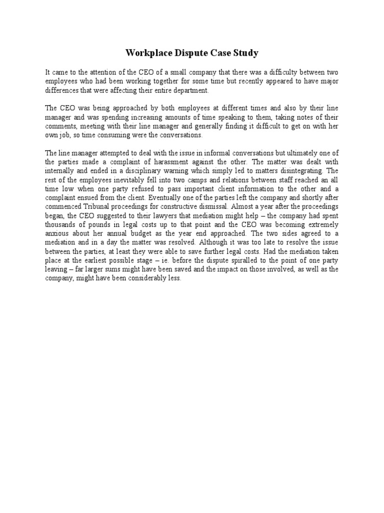 Negotiation Case | PDF | Mediation | Employment