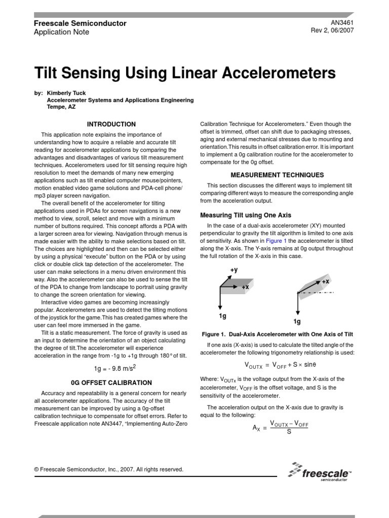 Tilt Sensing Using Linear Accelerometers | PDF
