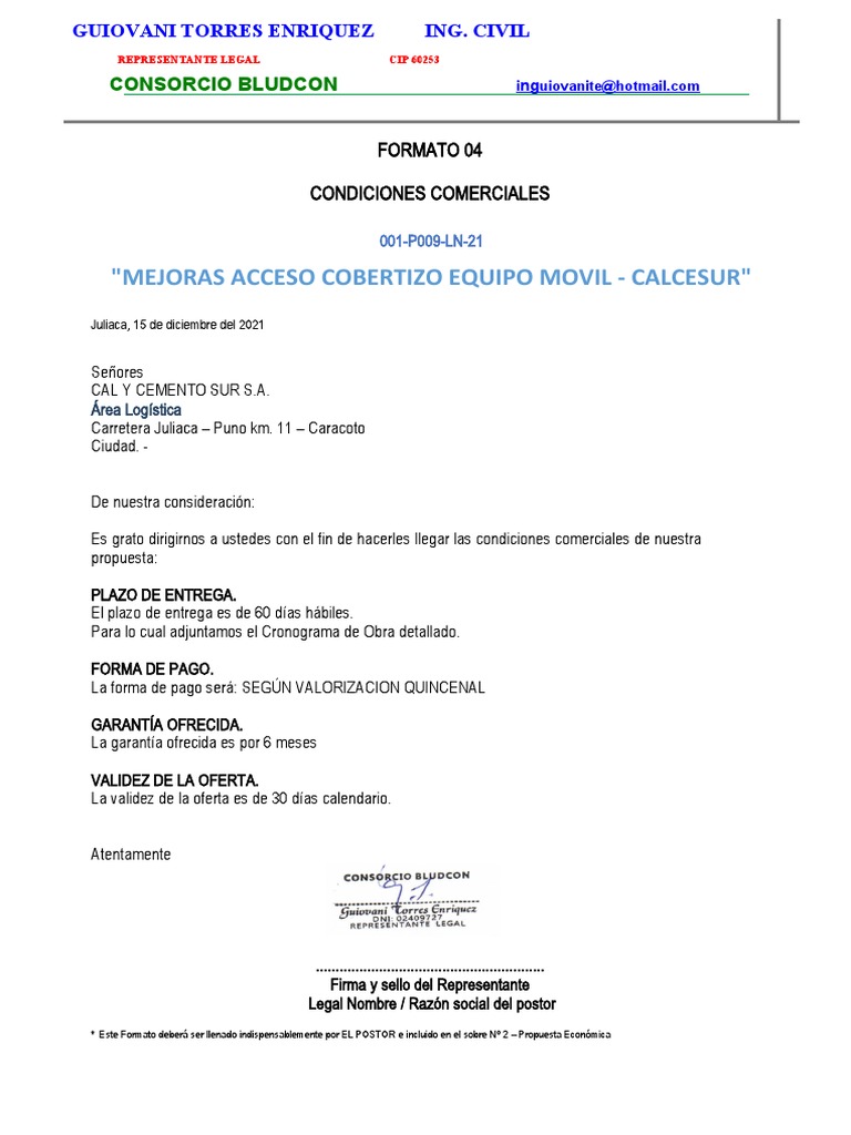 2.. - Condiciones Comerciales | PDF