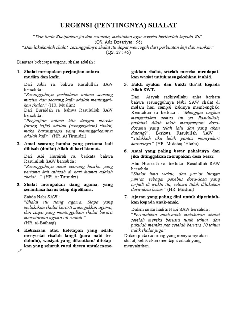Urgensi Shalat | PDF