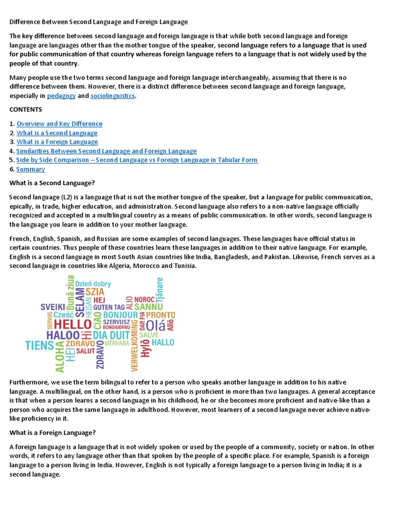 Second vs Foreign Language Explained | PDF | Second Language | Foreign ...