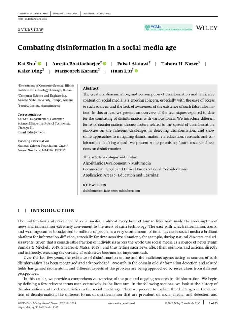 Combating Disinformation in A Social Media Age | PDF | Social Media ...