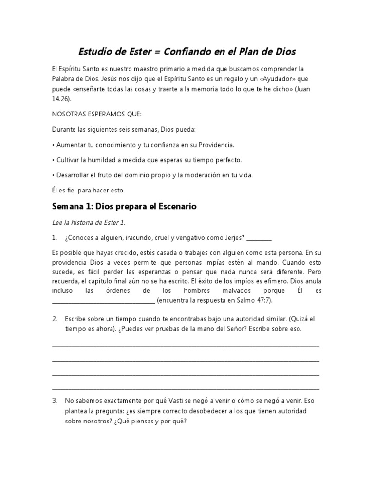 Estudio Bíblico: Fe y Providencia en Ester | PDF | Cristo (título) | Dios