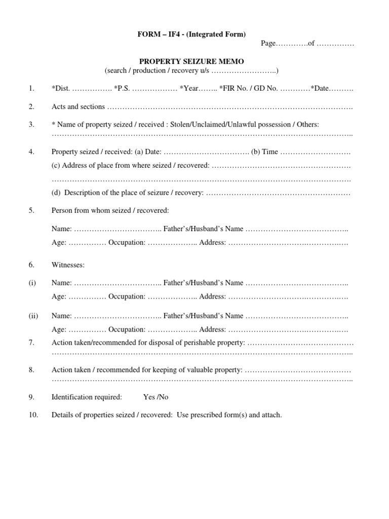 FORM - IF4 - (Integrated Form) | PDF | Justice | Crime & Violence