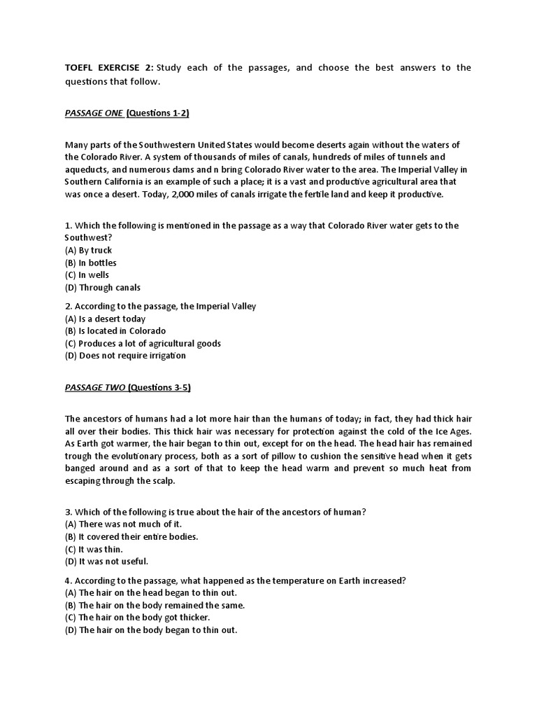 Reading Stated Detail Questions Exercise | PDF