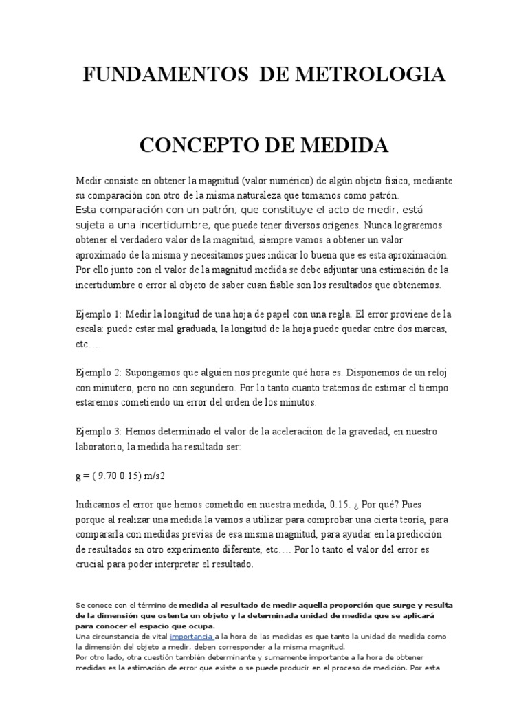 Definición y Concepto de Medida | PDF | Tolerancia de ingeniería | Medición