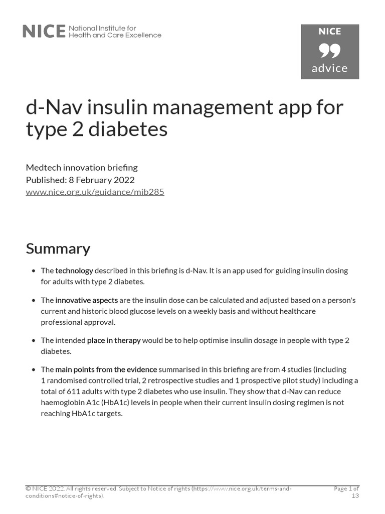 Dnav Insulin Management App For Type 2 Diabetes PDF | PDF | Diabetes ...