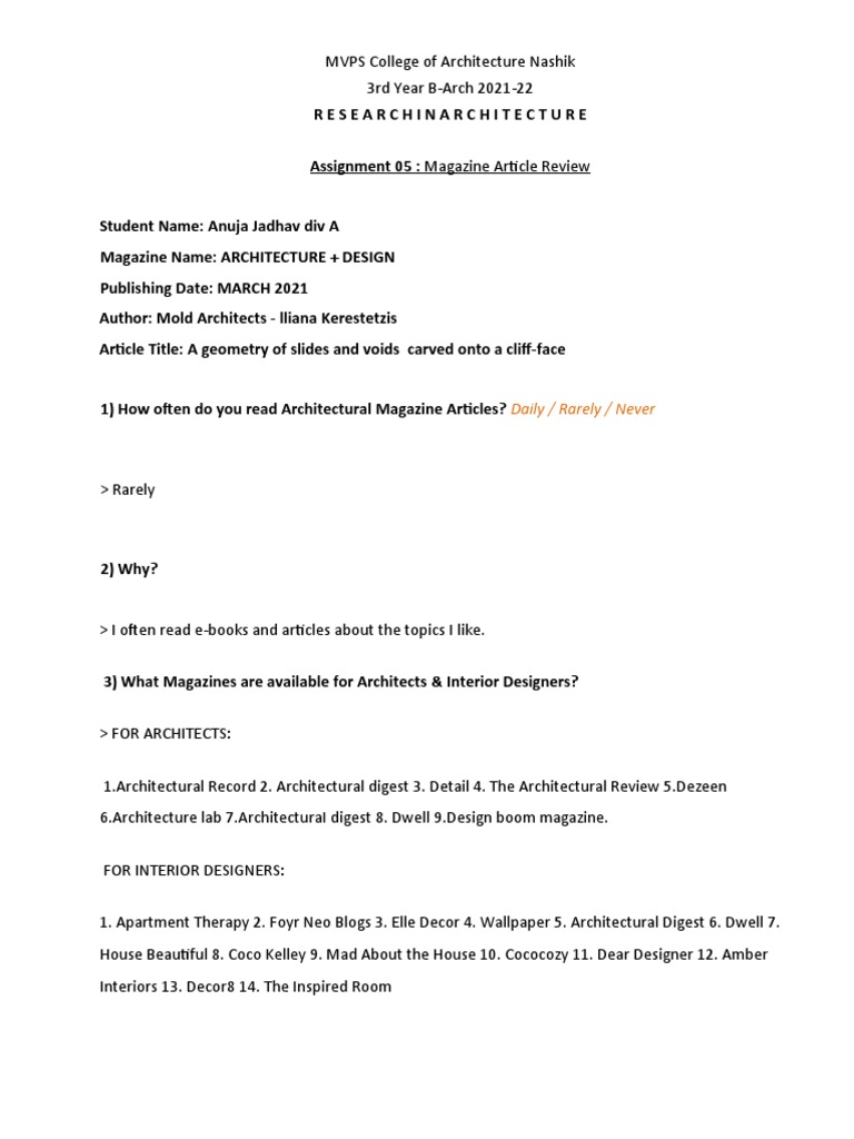 Assignment 05 - Magazine Article Review | PDF