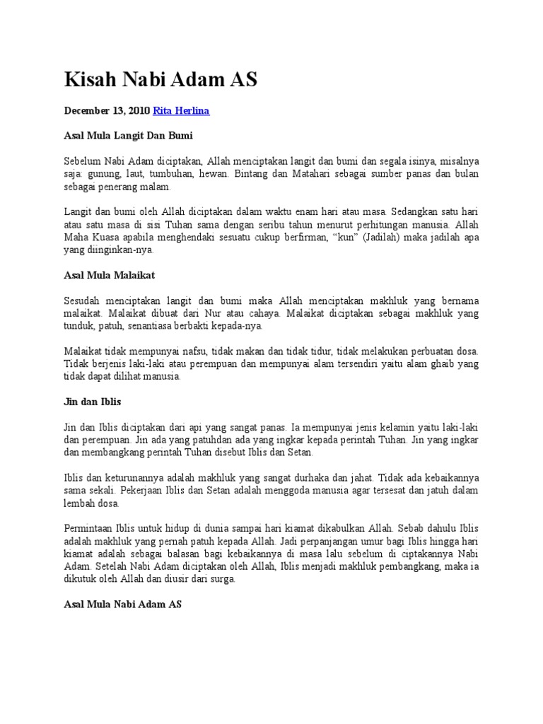 Kisah Nabi Adam As | PDF