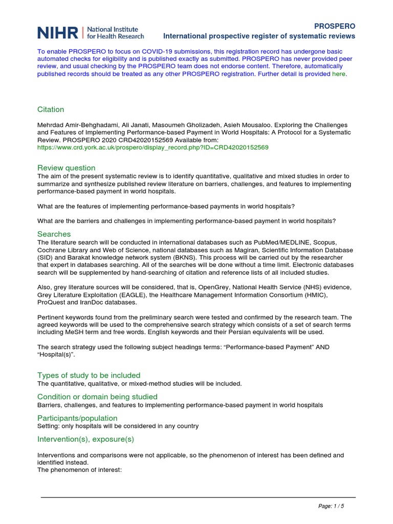 Citation: Prospero International Prospective Register of Systematic ...