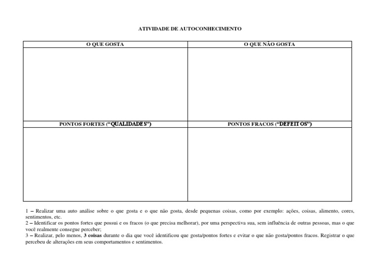 Atividade de Autoconhecimento | PDF