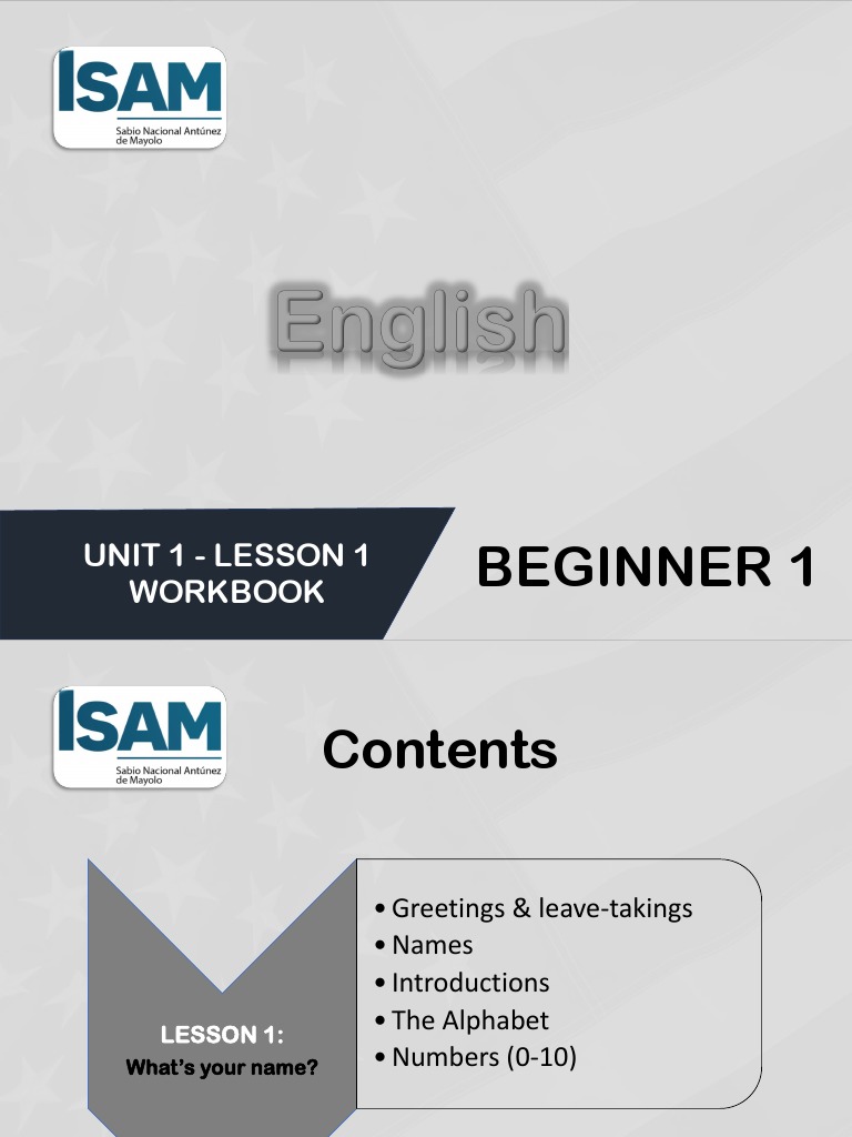 Unit 1 - Lesson 1 - Beginner 1 - Workbook | PDF