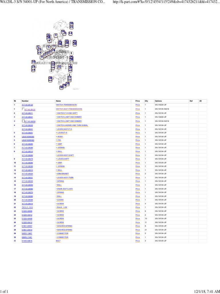 Transmission Switches and Parts List | PDF | Manufactured Goods | Equipment