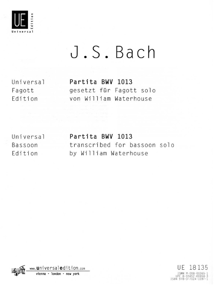 BACH Partita Flute BWV 1013 Bassoon Version | PDF