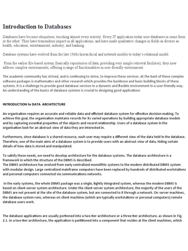 Database Architecture | PDF | Databases | Data Model
