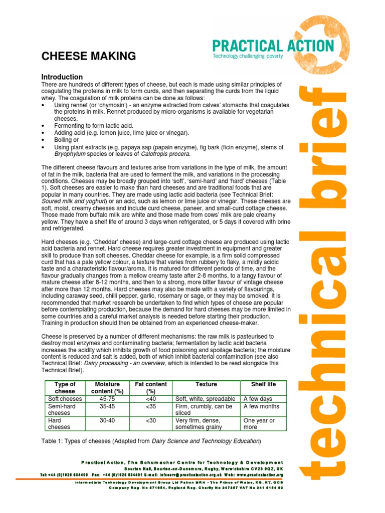 Cheese Making Process Overview | PDF | Cooking, Food & Wine | Wellness