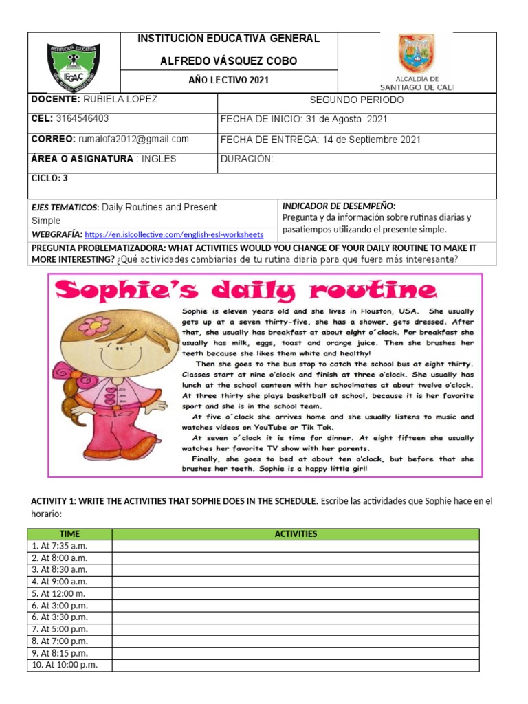 Ciclo 3 Present Simple Daily Routines | PDF | Syntax | Language Families