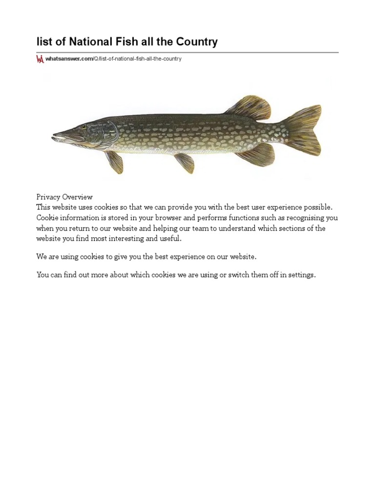 List of National Fish All The Country - WhatsAnswer | PDF