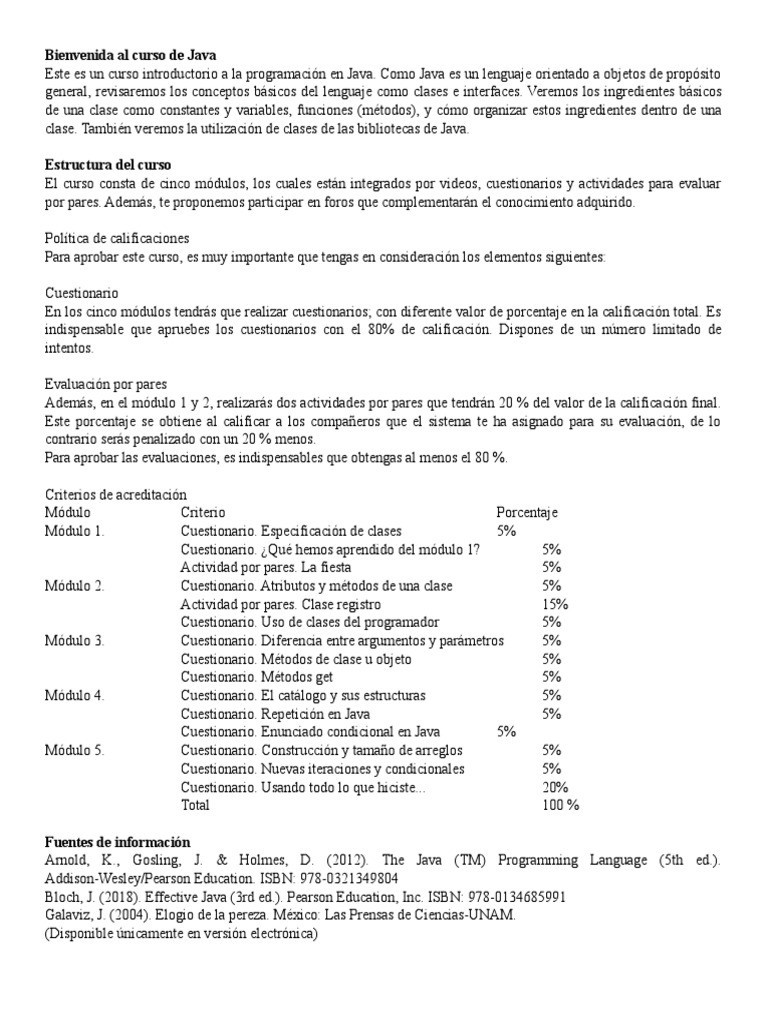 Bienvenida Al Curso de Java | PDF | Objeto (informática) | Lenguaje de ...