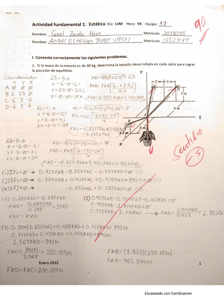 Actividad Fundamental 1, Estatica | PDF