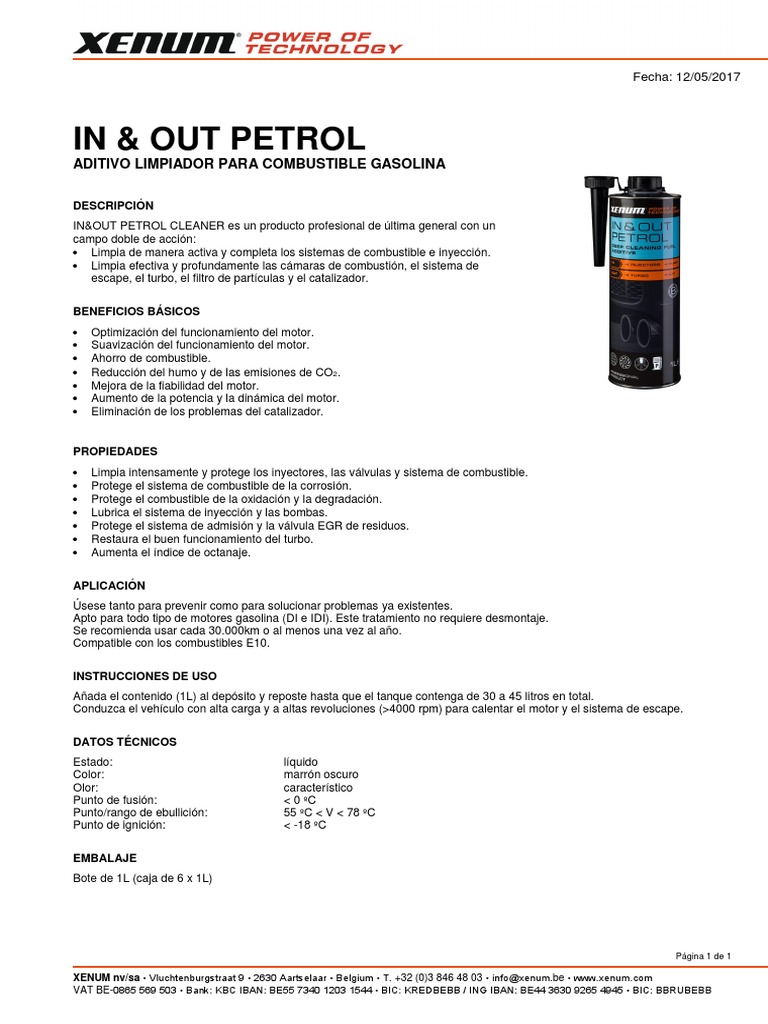 Xenum in & Out Petrol | PDF | Inyección de combustible | Gasolina