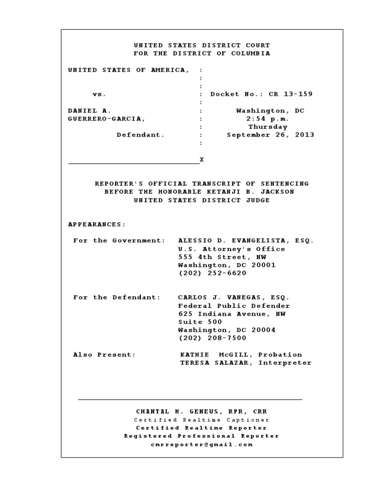 Sentencing Transcript: U.S. v. Guerrero-Garcia | PDF | Presentence ...