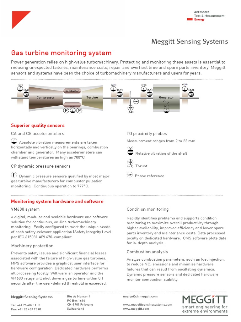 Gas Turbine Monitoring System: Meggitt Sensing Systems | PDF | Accelerometer | Combustion