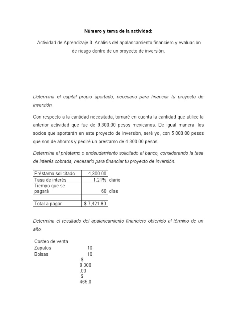 Act. 3 Admin Fin | PDF | Apalancamiento (Finanzas) | Interés