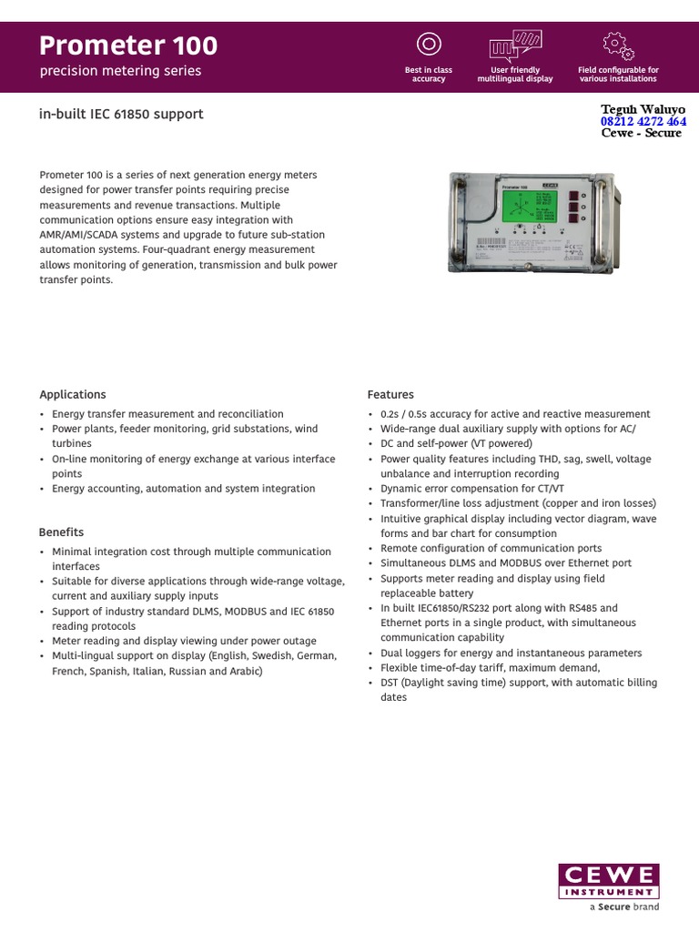 Prometer 100: In-Built IEC 61850 Support | PDF | Power Supply ...