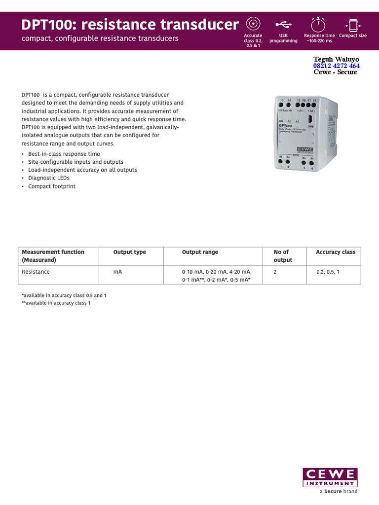 DPT100: Resistance Transducer: Compact, Configurable Resistance ...