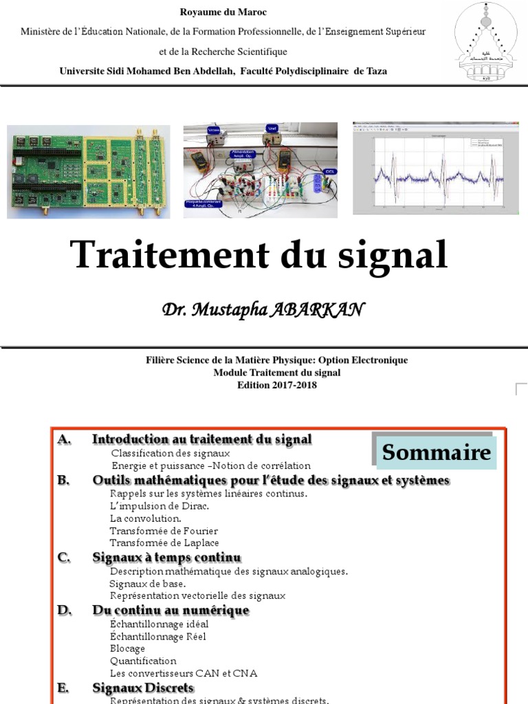 Polycopie Traitement Signal-S6 | PDF | Fréquence | Densité spectrale de puissance
