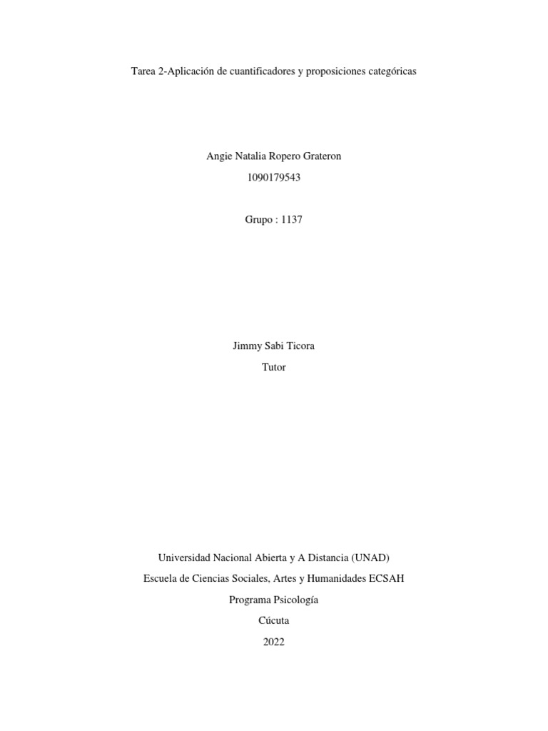 1137 Tarea 2 Angie Ropero | PDF | Argumento | Proposición