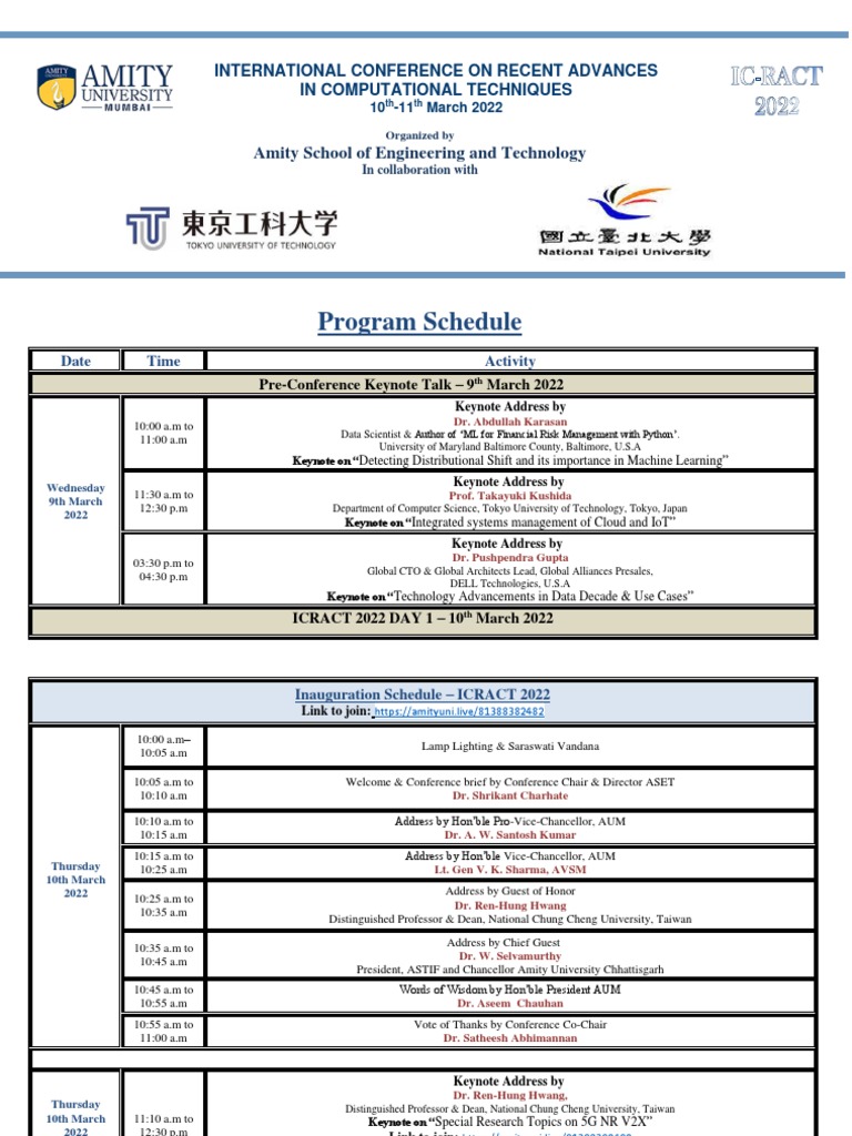 Icract 2022 Program Schedule | Download Free PDF | Computer Science | Computing