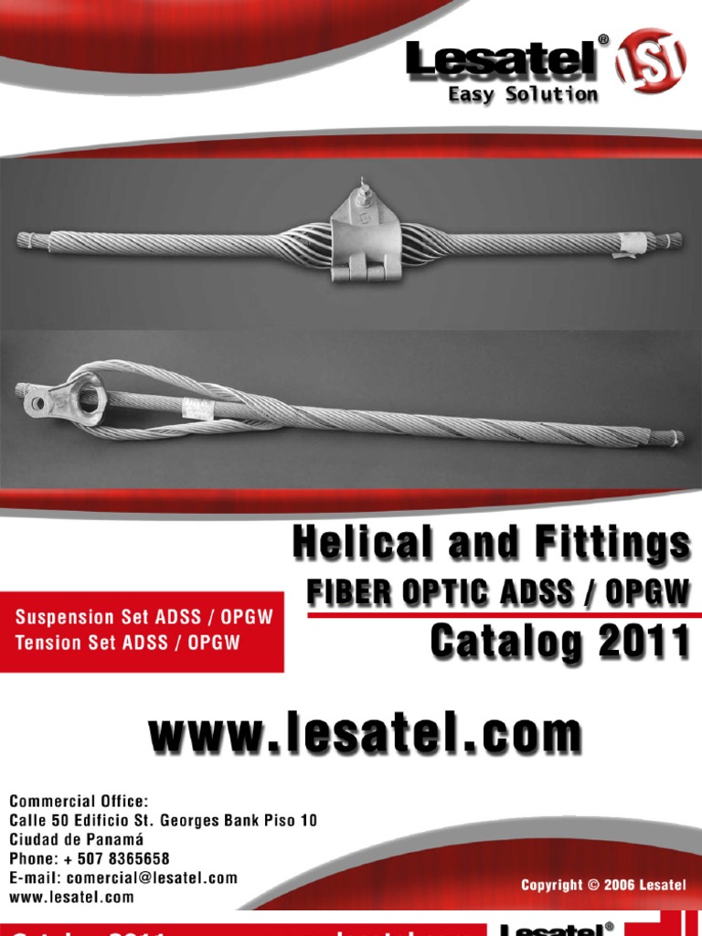 Helical Tension and Suspension Set Fiber Optic ADSS OPGW Lesatel | PDF