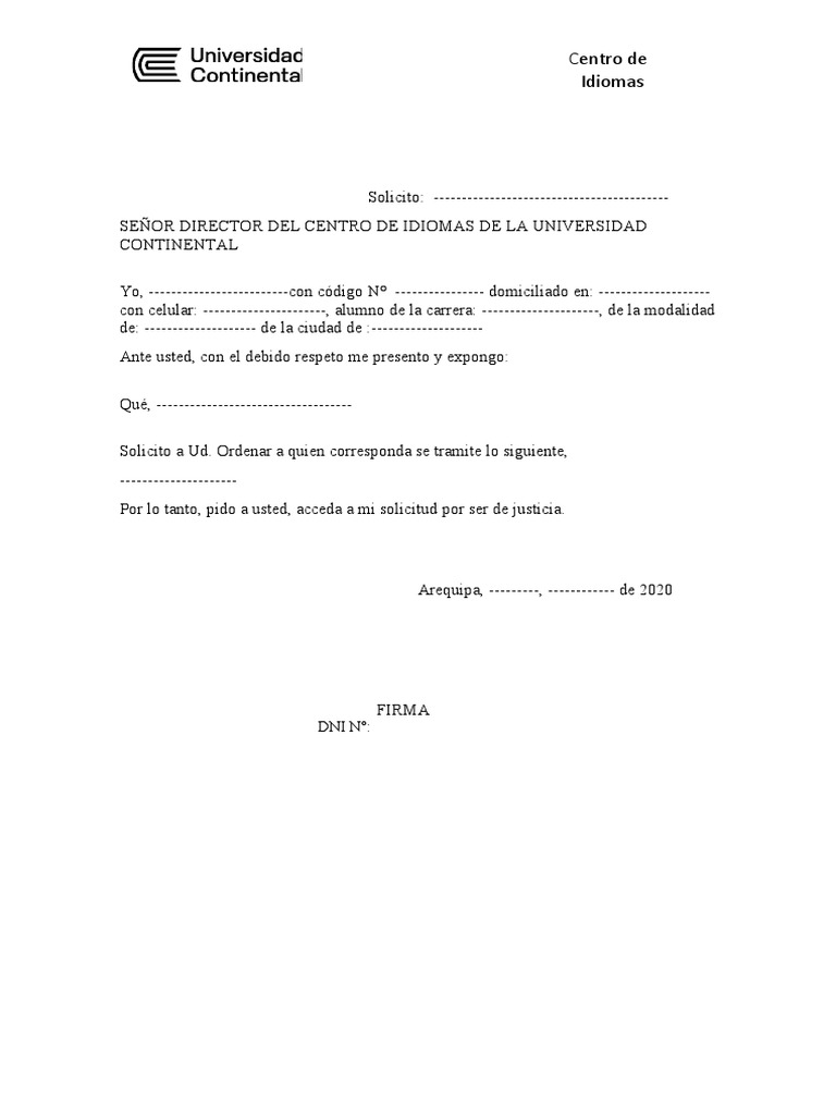 Plantilla Solicitud | PDF