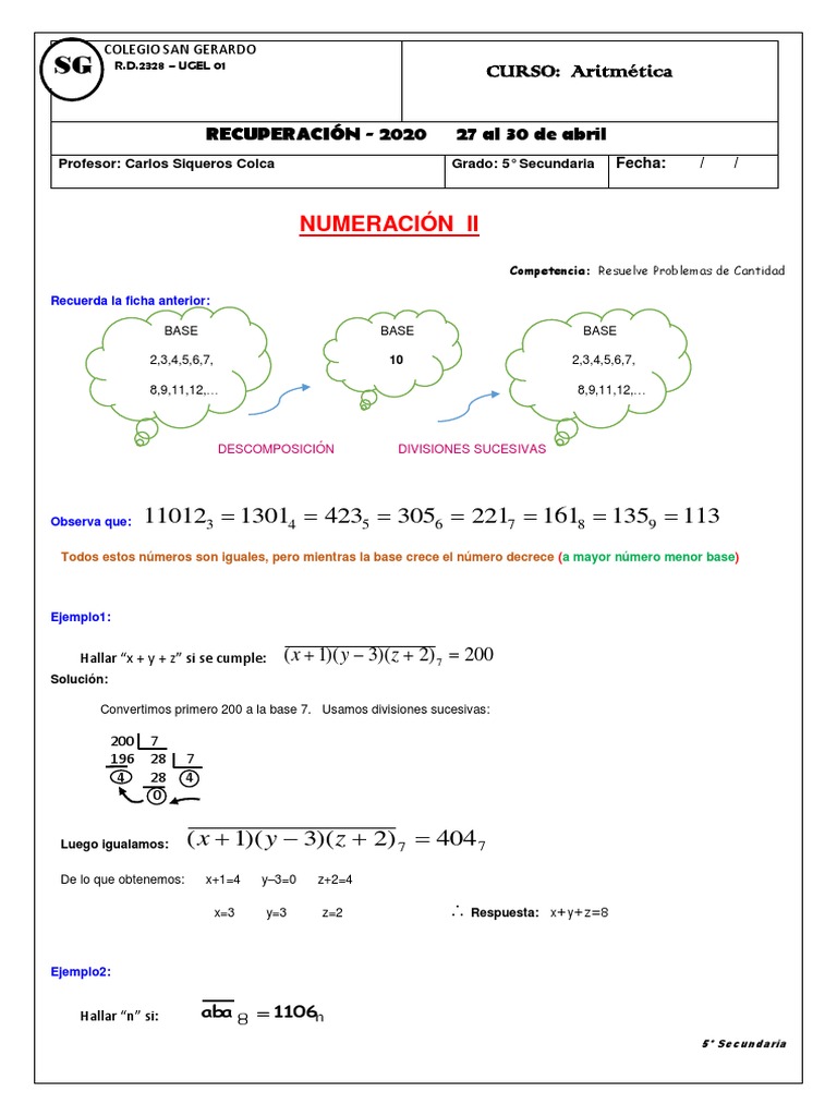 Numeración en otras bases: resolución de problemas aritméticos ...