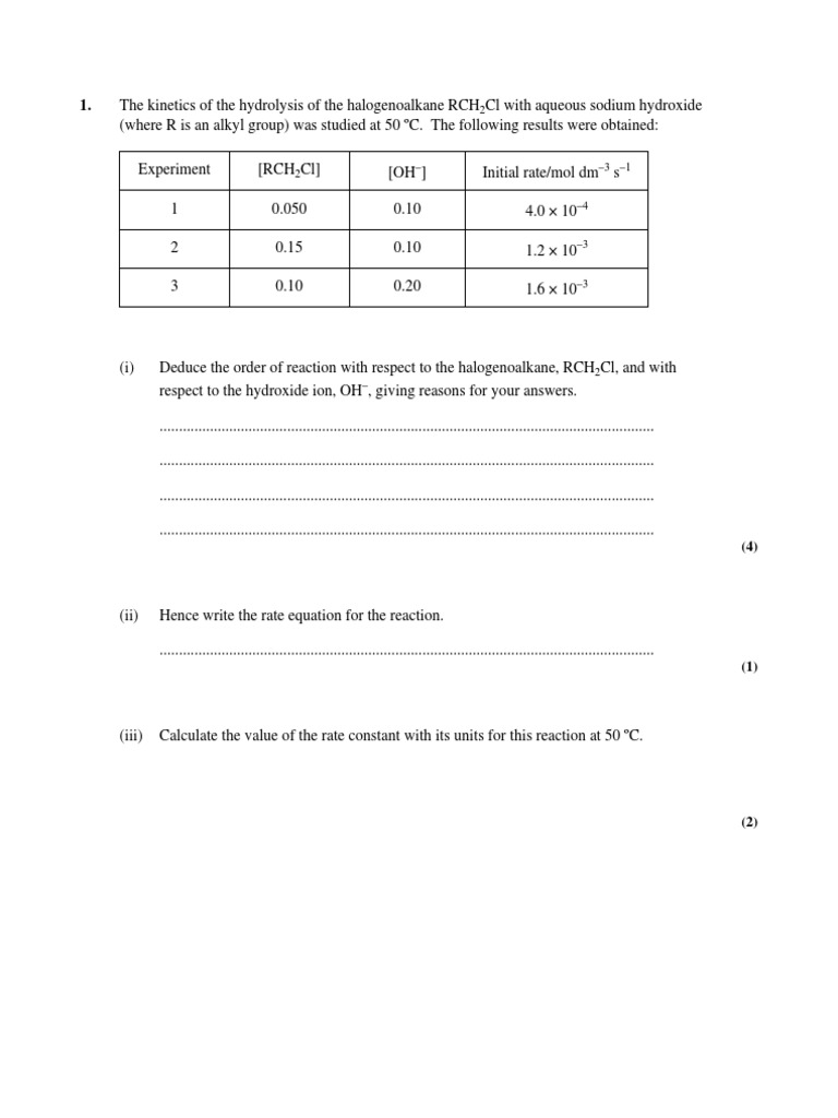 Unit 4 Rate of Reaction Questions | PDF | Reaction Rate | Hydroxide