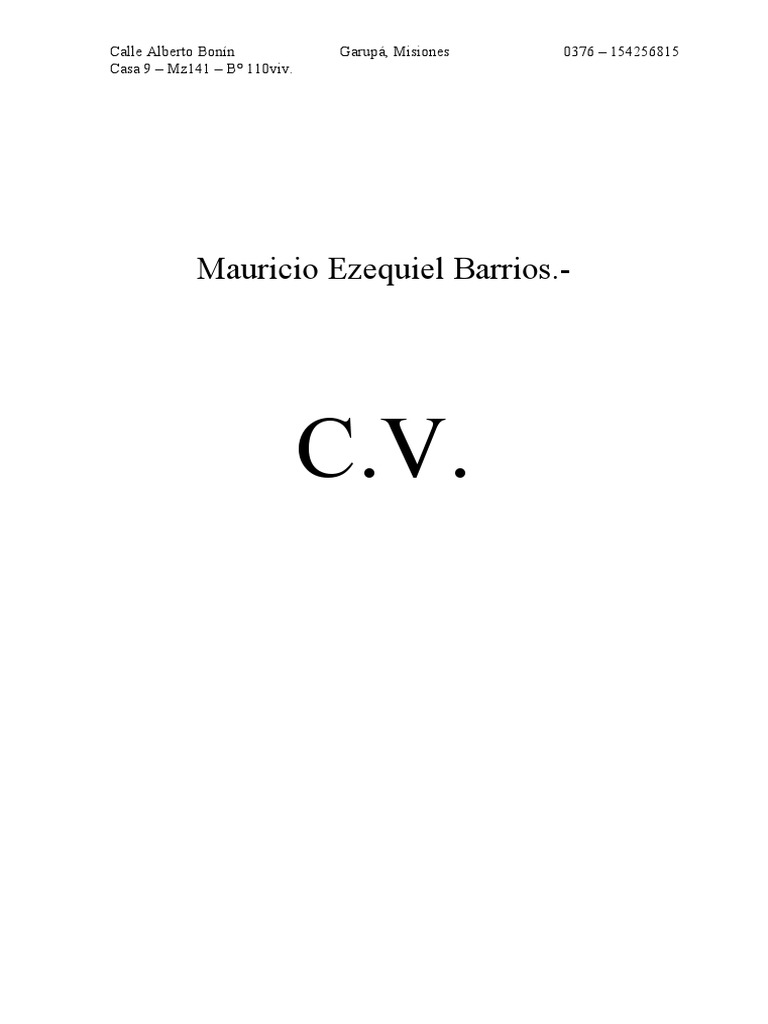 Currículum de Mauricio E. Barrios | PDF