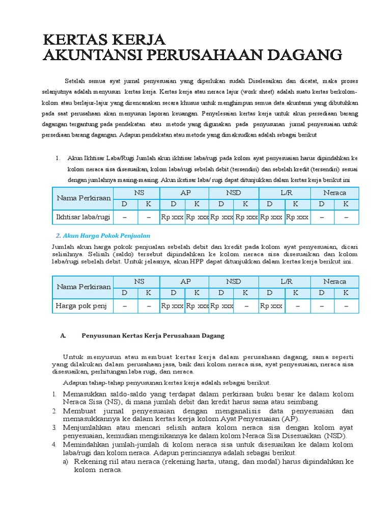 Kertas Kerja Akuntansi Perusahaan Dagang | PDF