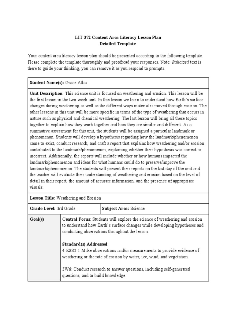 Content Area Lesson Plan | PDF | Hypothesis | Lesson Plan