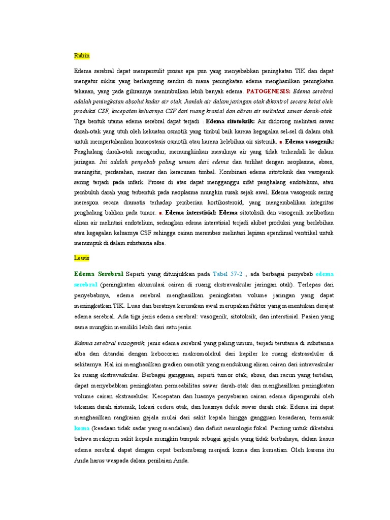 Jenis dan Dampak Edema Serebral | PDF