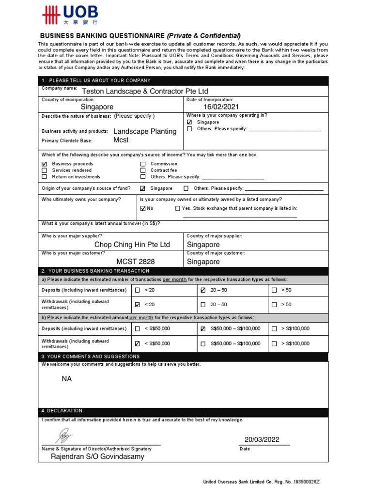 Business Banking Questionnaire | PDF | Banks | Economies