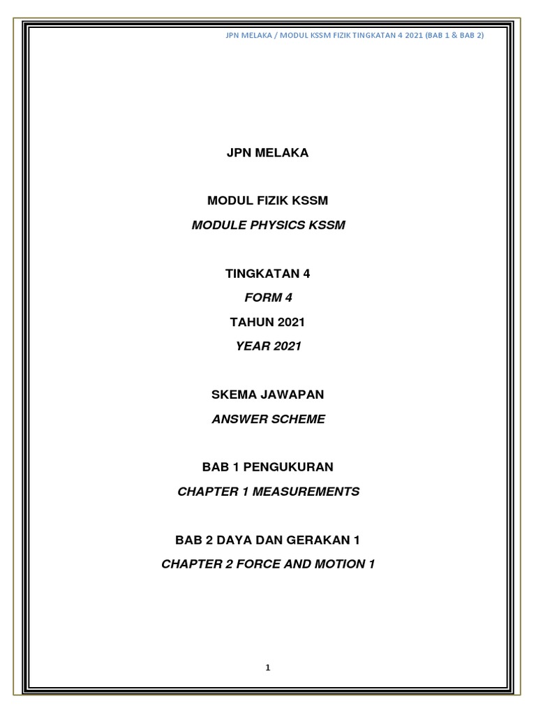 Skema Pemarkahan Modul Fizik t4 | PDF | Rocket | Gravity
