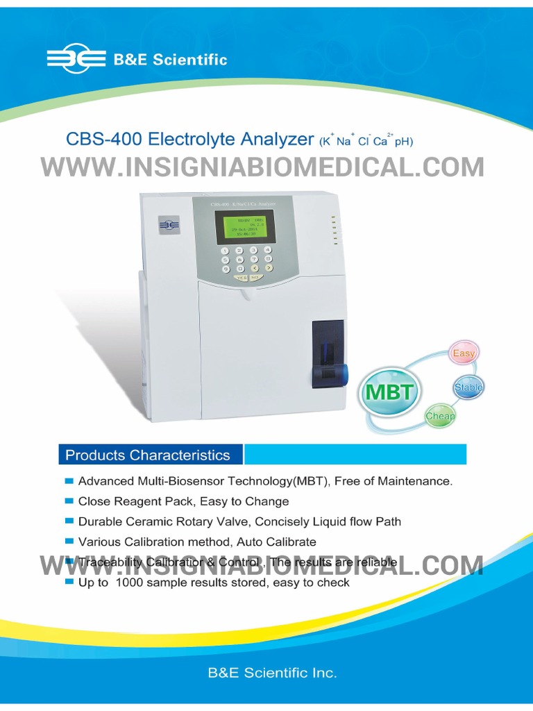 Electrolyte Analyzer Cbs 400 | PDF
