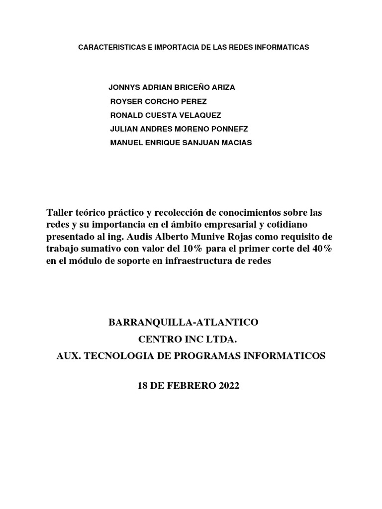Centro Inca Taller Teorico Practico 2022 | PDF | De igual a igual | Red ...