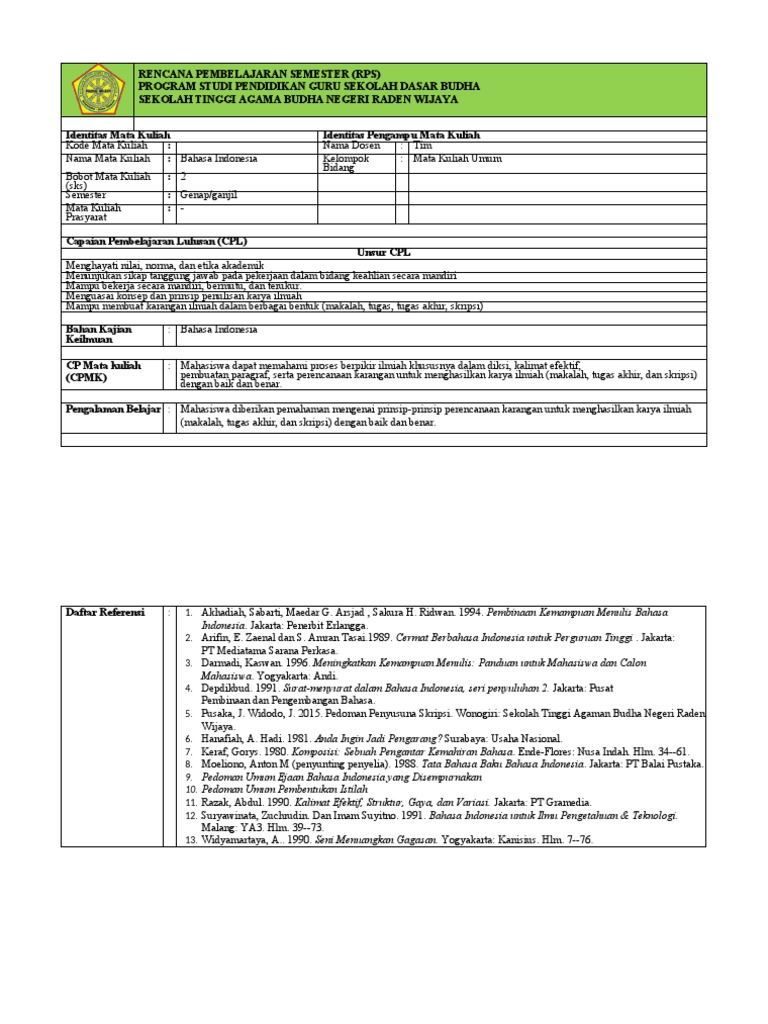 Rps MKU Bhs Indonesia Dikonversi | PDF