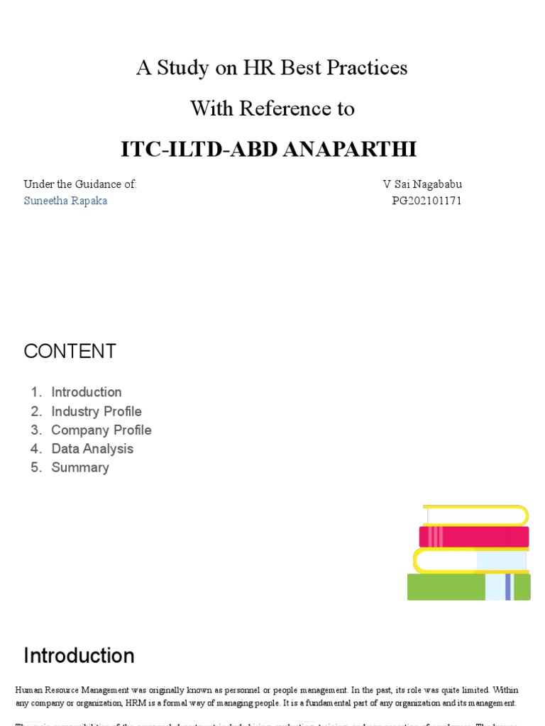 A Study On HR Best Practices With Reference To: Itc-Iltd-Abd Anaparthi ...